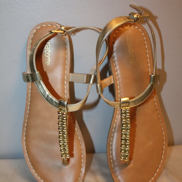 Liz Claiborne | Shoes | Liz Claiborne Thong Sandals Color Brushed Gold ...